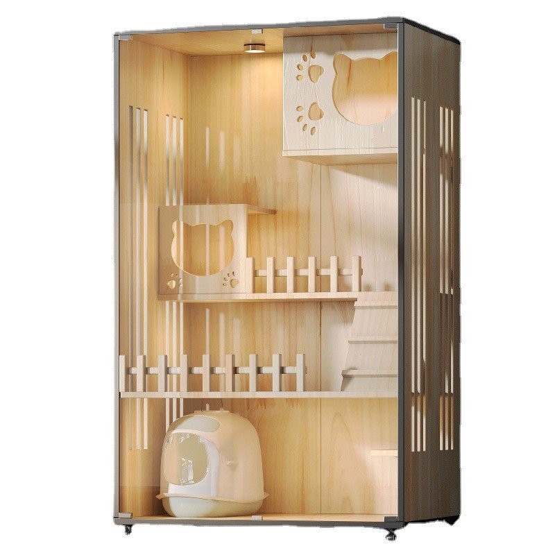 Cat Villa Solid Wood Cat Cage Cattery Household Cat Nest Display ...