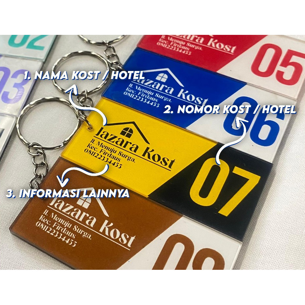 GANTUNGAN [ NEAT CUT] Room Key Chain / Boarding Hotel Room Number Chain ...