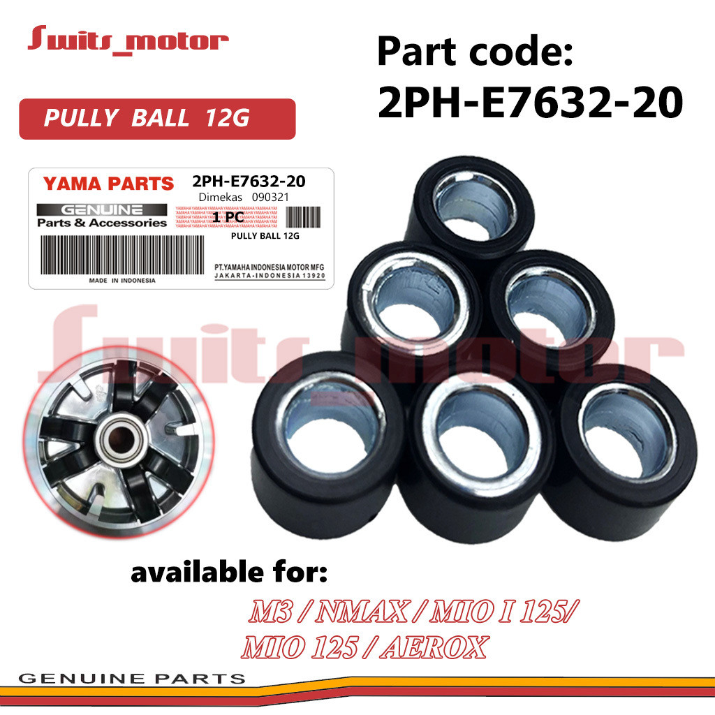 Pulley Ball 12G Roller Set 2PH-E7632-20 for M3 / NMAX / Mio I125 / Mio ...