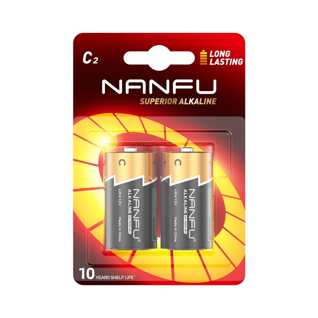 Nanfu Alkaline Battery No.2 Lr14 Medium Battery Type C 1.5V Flashlight ...