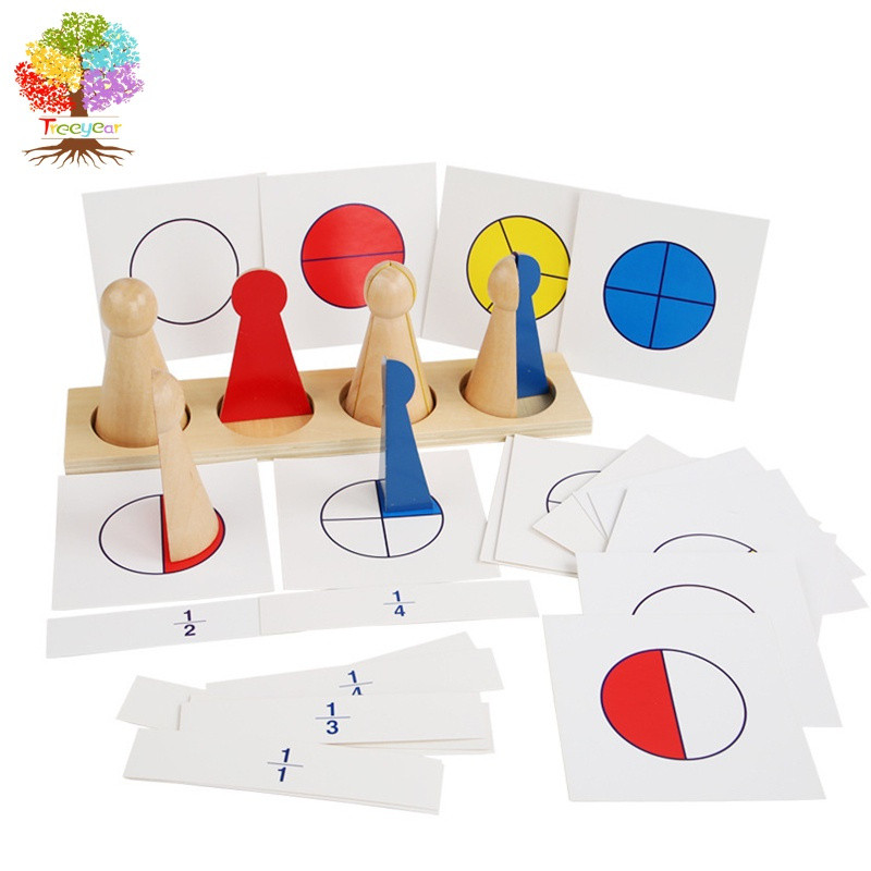Treeyear Montessori Fraction Puzzle with Cards Learning Fraction Math ...