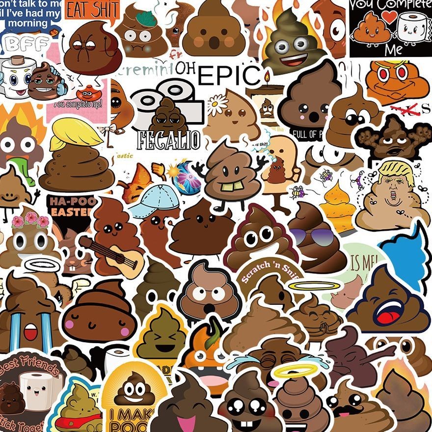 60 Cartoon Spoof Poop Emoticon Stickers Creative Unique Fun Decorative ...