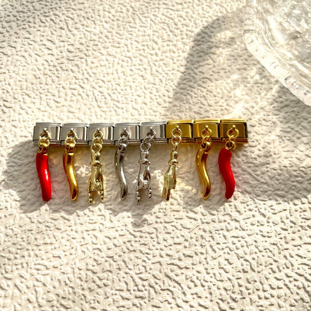 Italy Charms Bracelet Pendant Series Gold Hand Pepper Personality ...