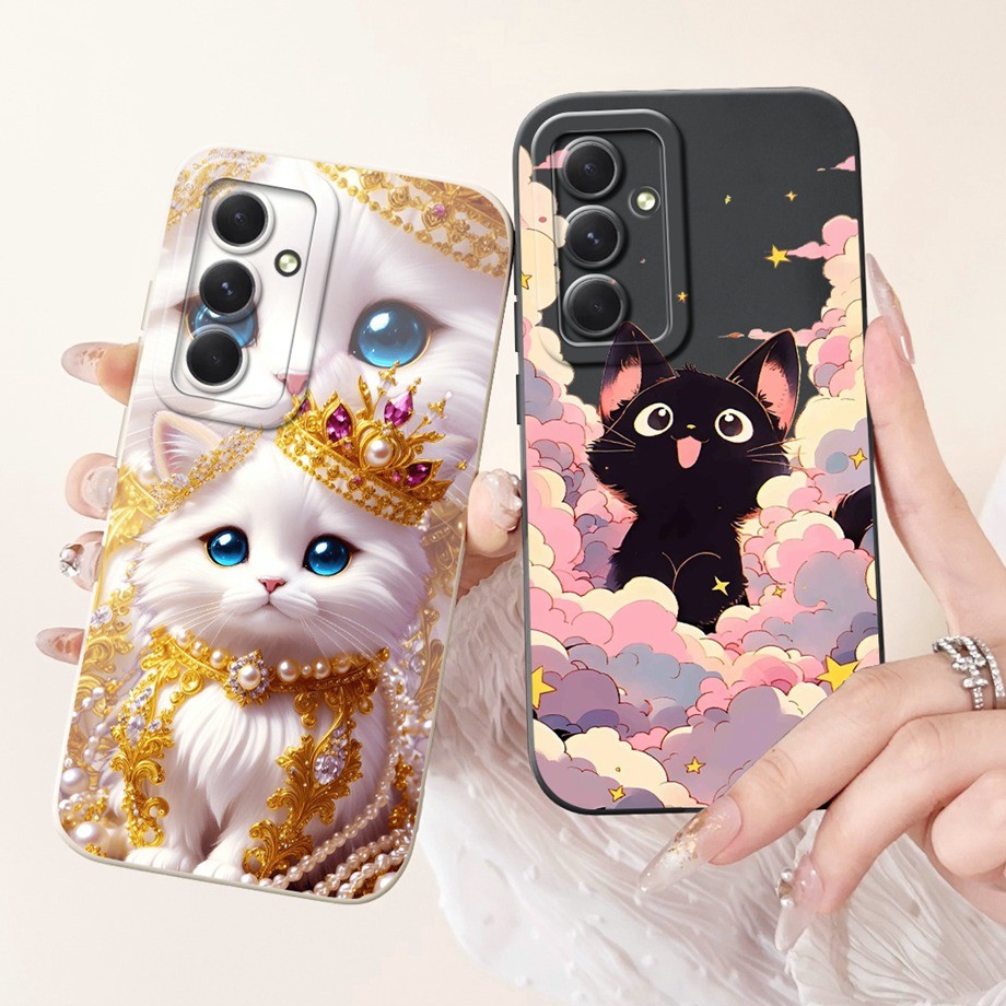 For Samsung Galaxy S24 FE Case Cute Cat Painted Soft Silicone ...