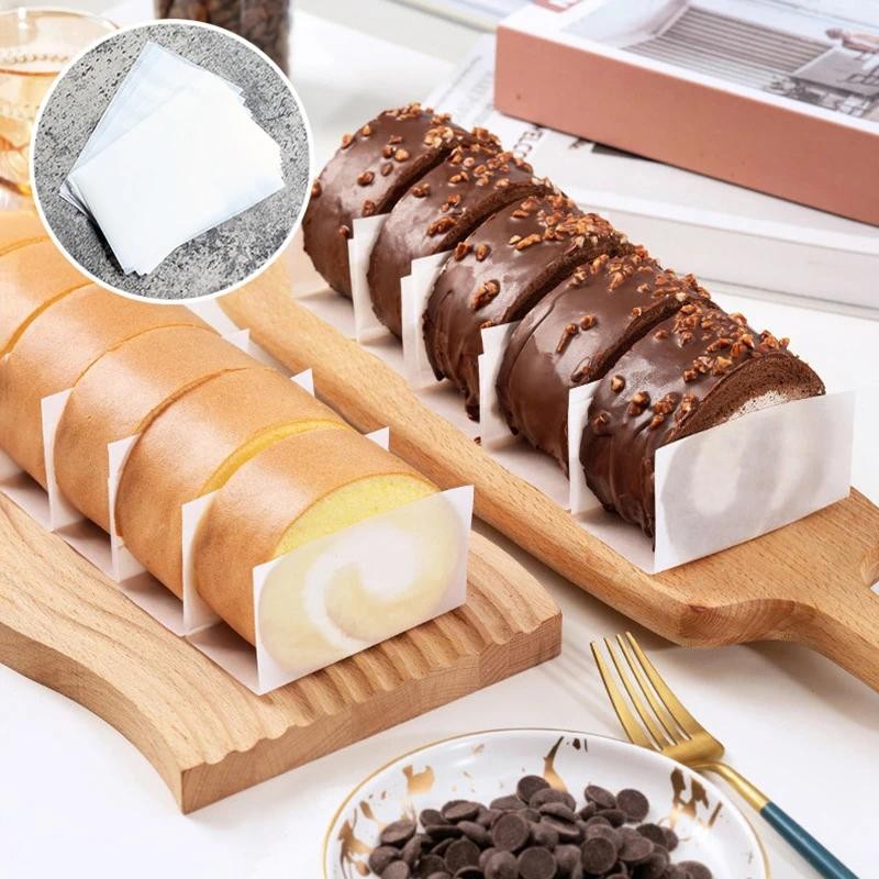 100PCS Cake Roll Separator Paper Swiss Roll Border Wrapping Papers Food ...