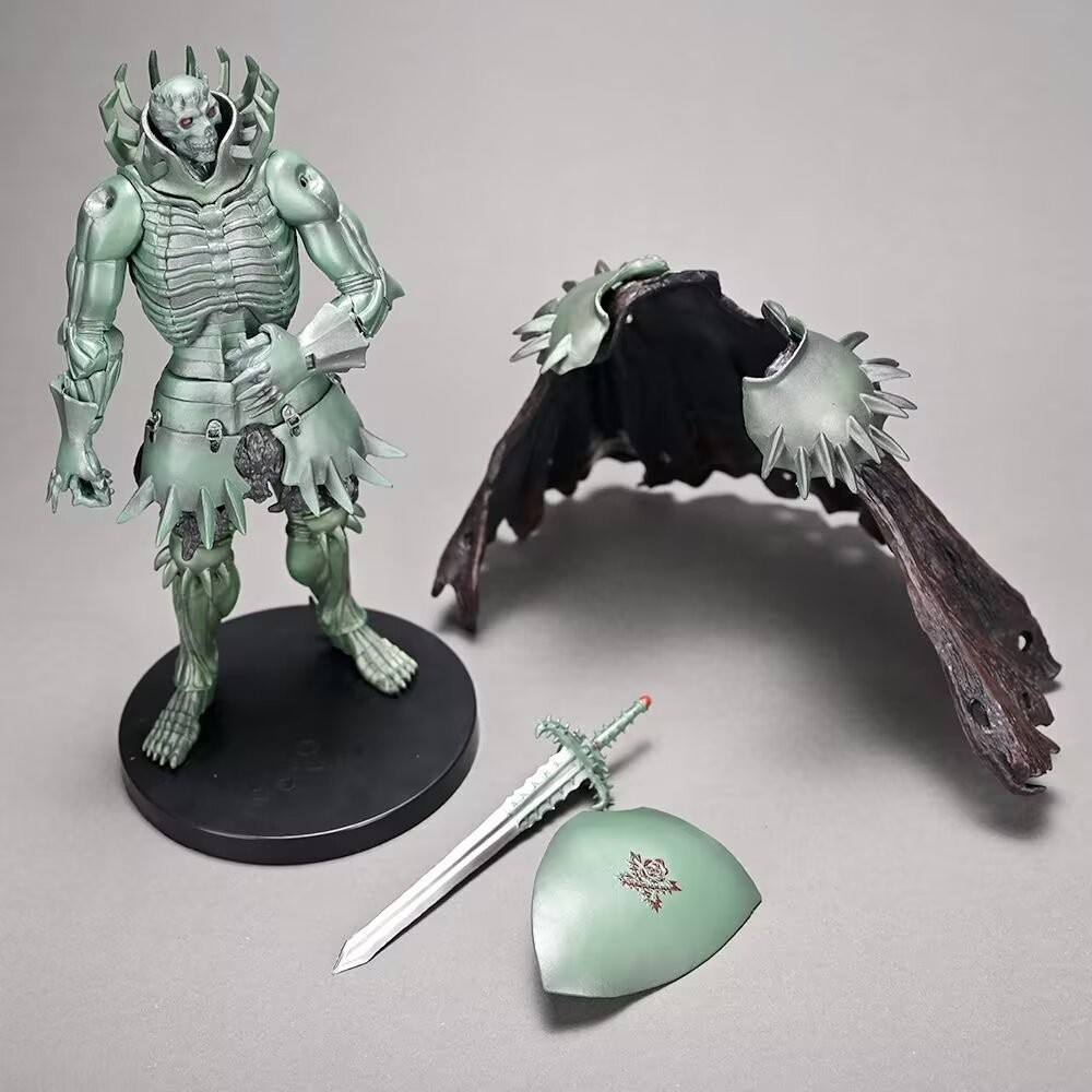 21cm Berserk Skull Knight Silver Green Cloak Armor Death Knight Model ...