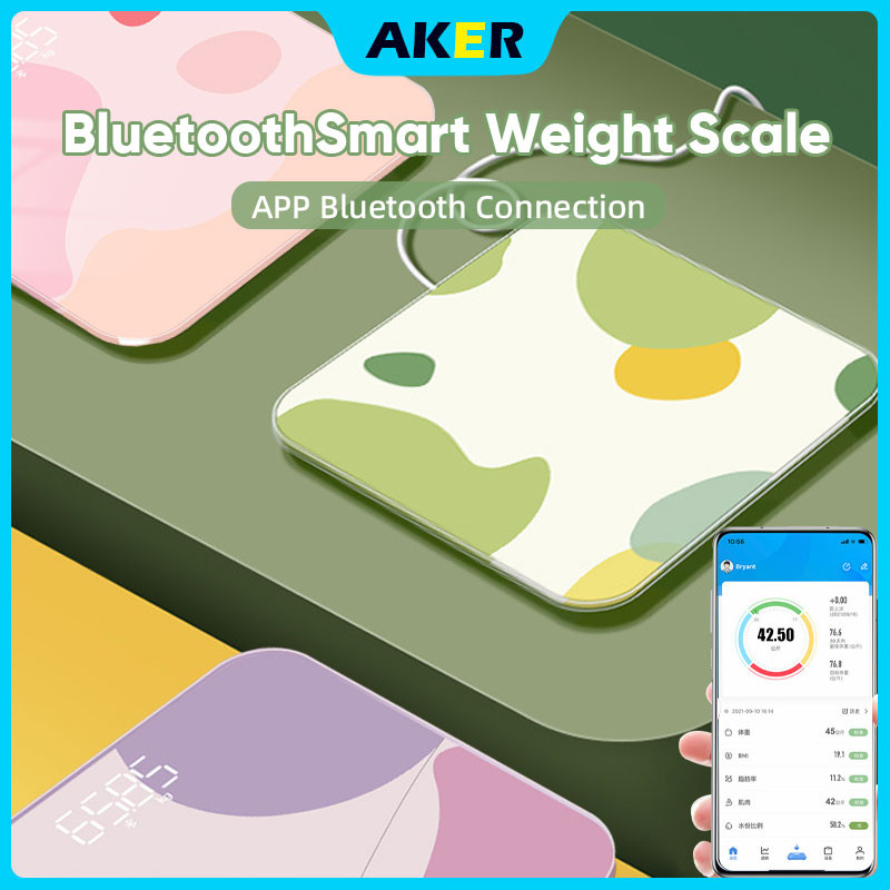 AKER APP LED Digital Scale Bluetooth Floor Body Scale BMI Fat Scales ...