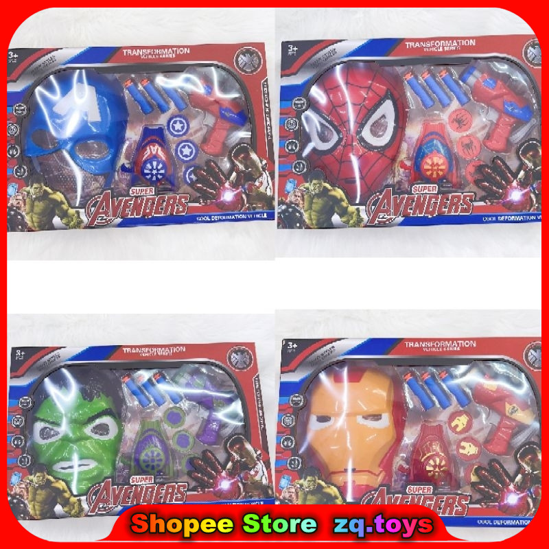 1Box/3 in 1 Soft Bulket Gun Mask Auncher Toy Avengers Toys Box Gift ...