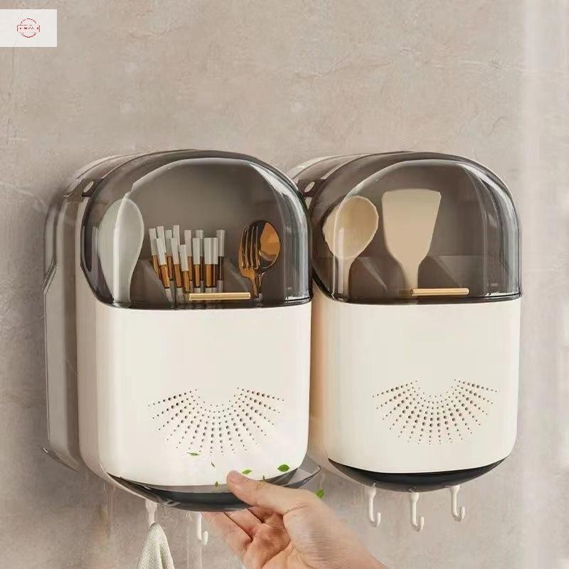 Sun Cutlery Storage Box With Cover Lid On The Wall Storage Box Flatware ...