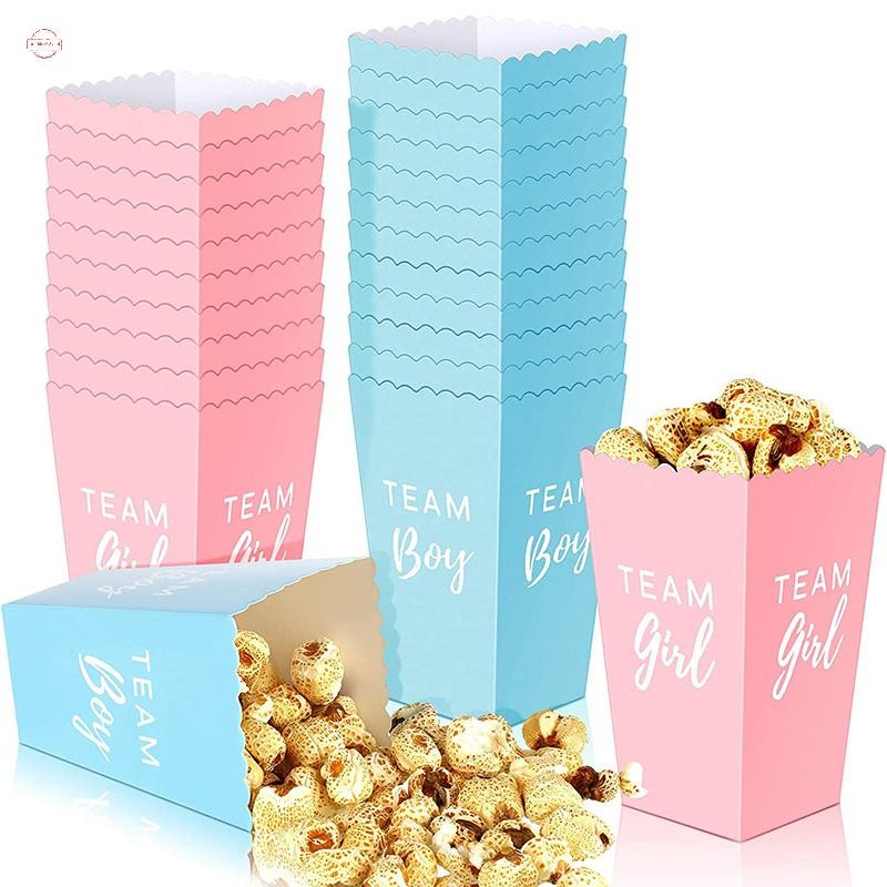 Sun 10Pcs Gender Reveal Party Popcorn Box Team Boy Team Girl ...