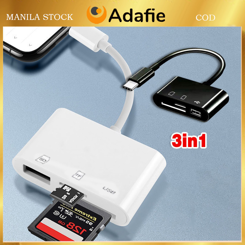 3in1 TF/SD/USB Card Reader Camera Adapter Type-C Quick read Adapter ...