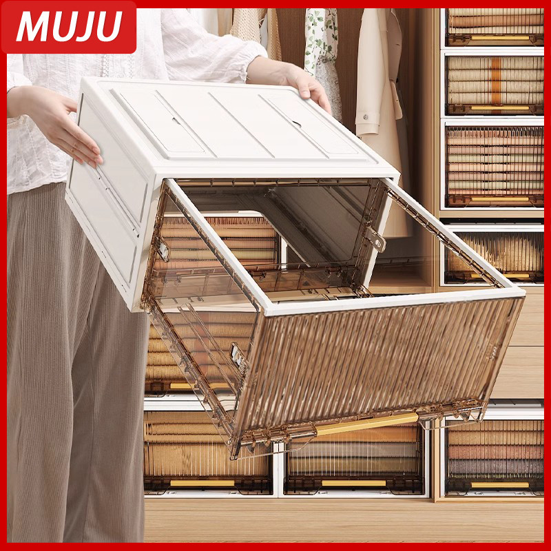 MUJU Foldable Plastic Storage Box Wardrobe Organizer Drawer Stackable ...