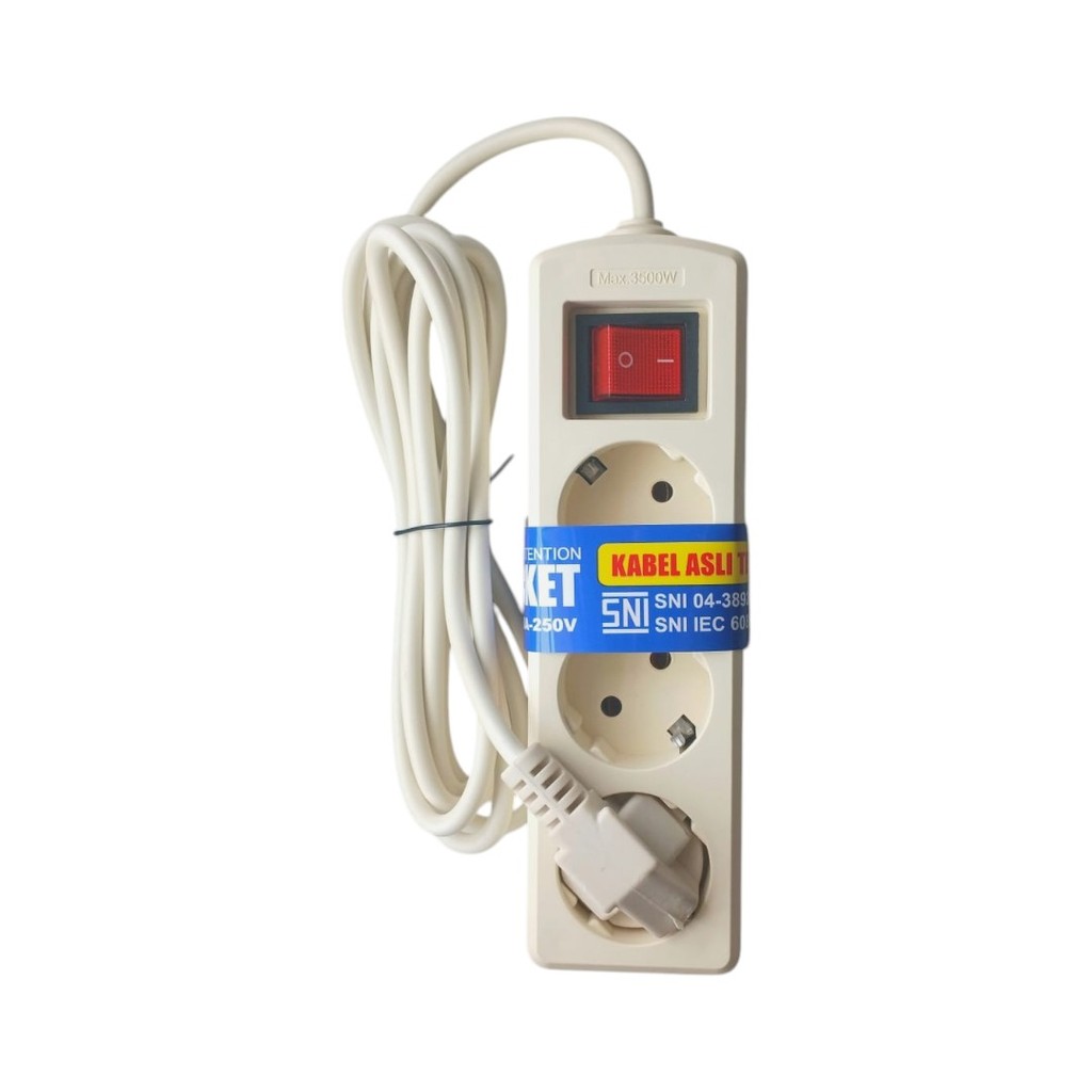 Socket 3 Holes Myled Cable Electrical Plug Copper Branch 1.5 Meters SNI ...