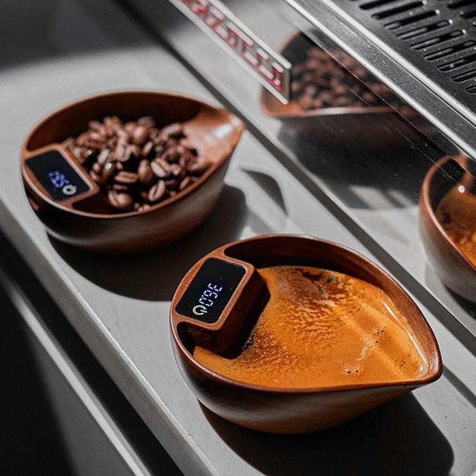 Muvna Walnut Digital Coffee Bean Scale Touch Sensor Coffee Scale Intelligent Espresso Scale ...