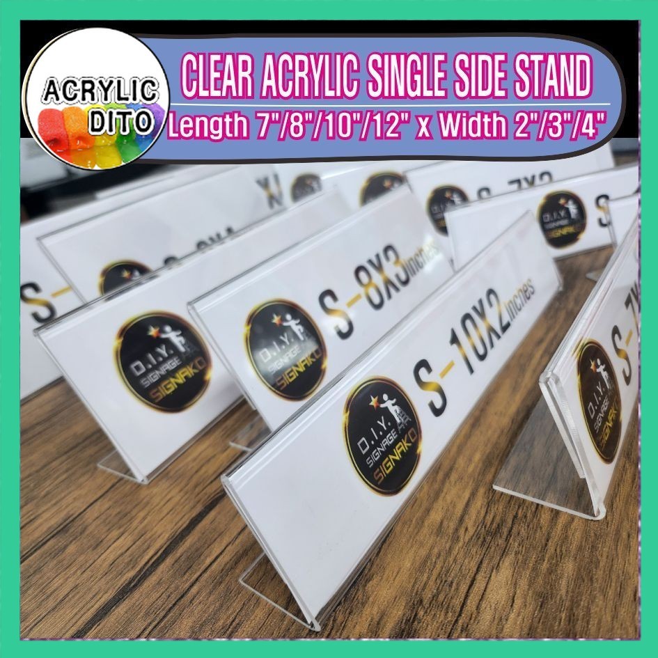 Clear Acrylic Single Sided Stand / SLANT Table Name Sign Holder ...