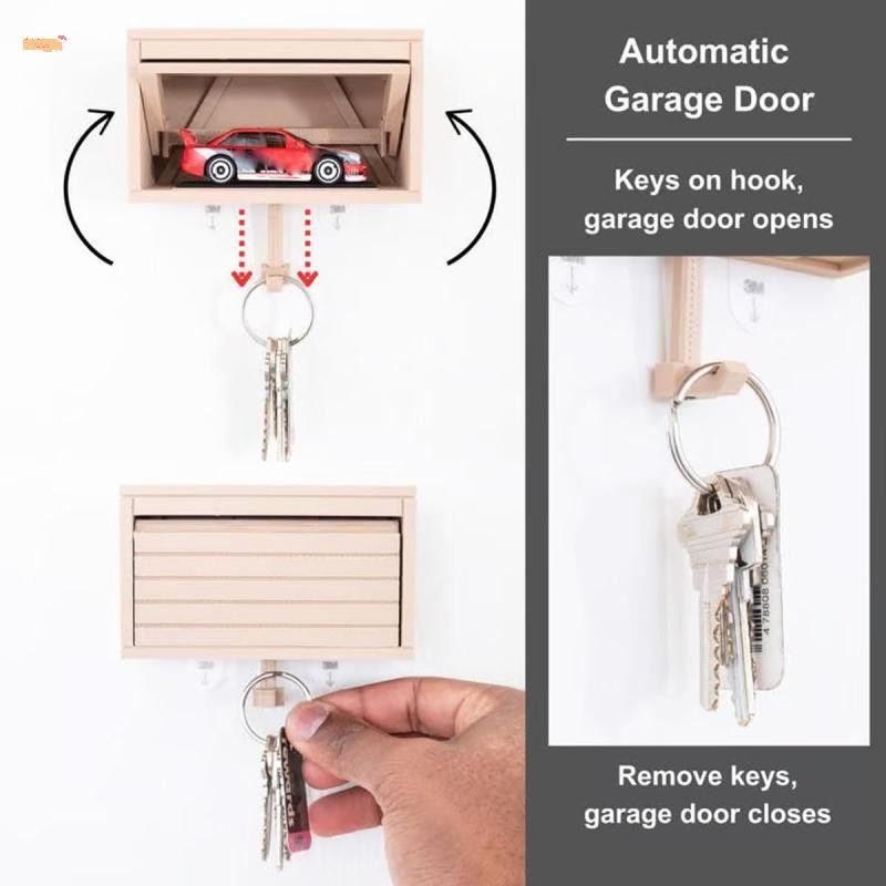 Sweet Car Garage Key Holder With Opening Door Key Holder For Wall Fun ...