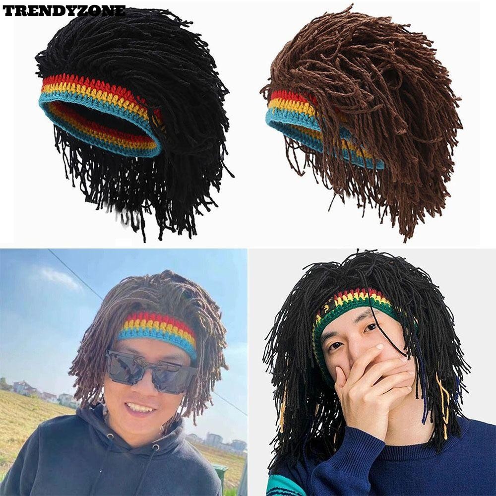 TRENDYZONE1 Men's Wig Braid Hat Black/Brown Fiber Reggae Dreadlocks ...