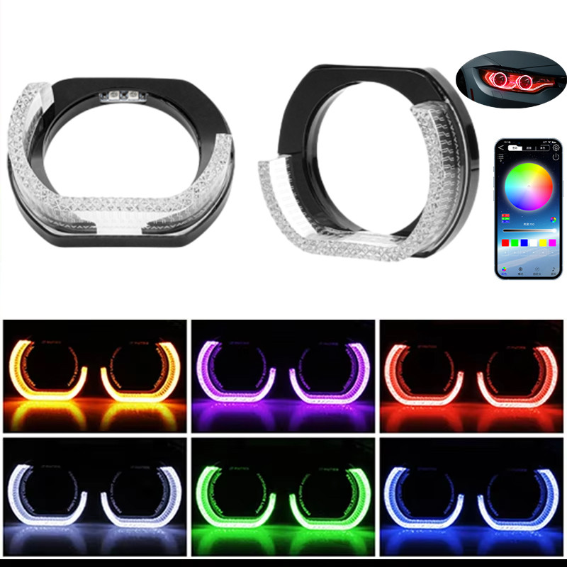 2.5" 3'' 5D Crystal RGB Angel Eyes Mask Colorful LED Halo Rings For Bi ...