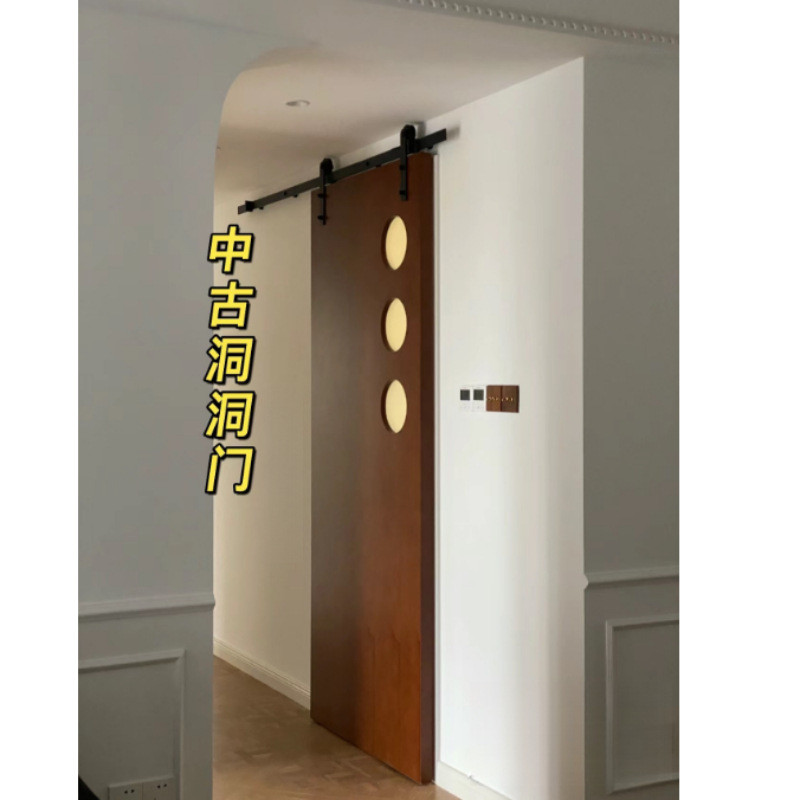 Middle-Ancient Style Cherrywood Hole Barn Door Sliding Door Bathroom ...