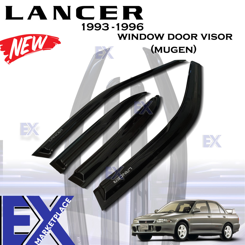 Lancer Itlog 1993 to 1996 MUGEN TYPE Window Door Rain Visor Black ...