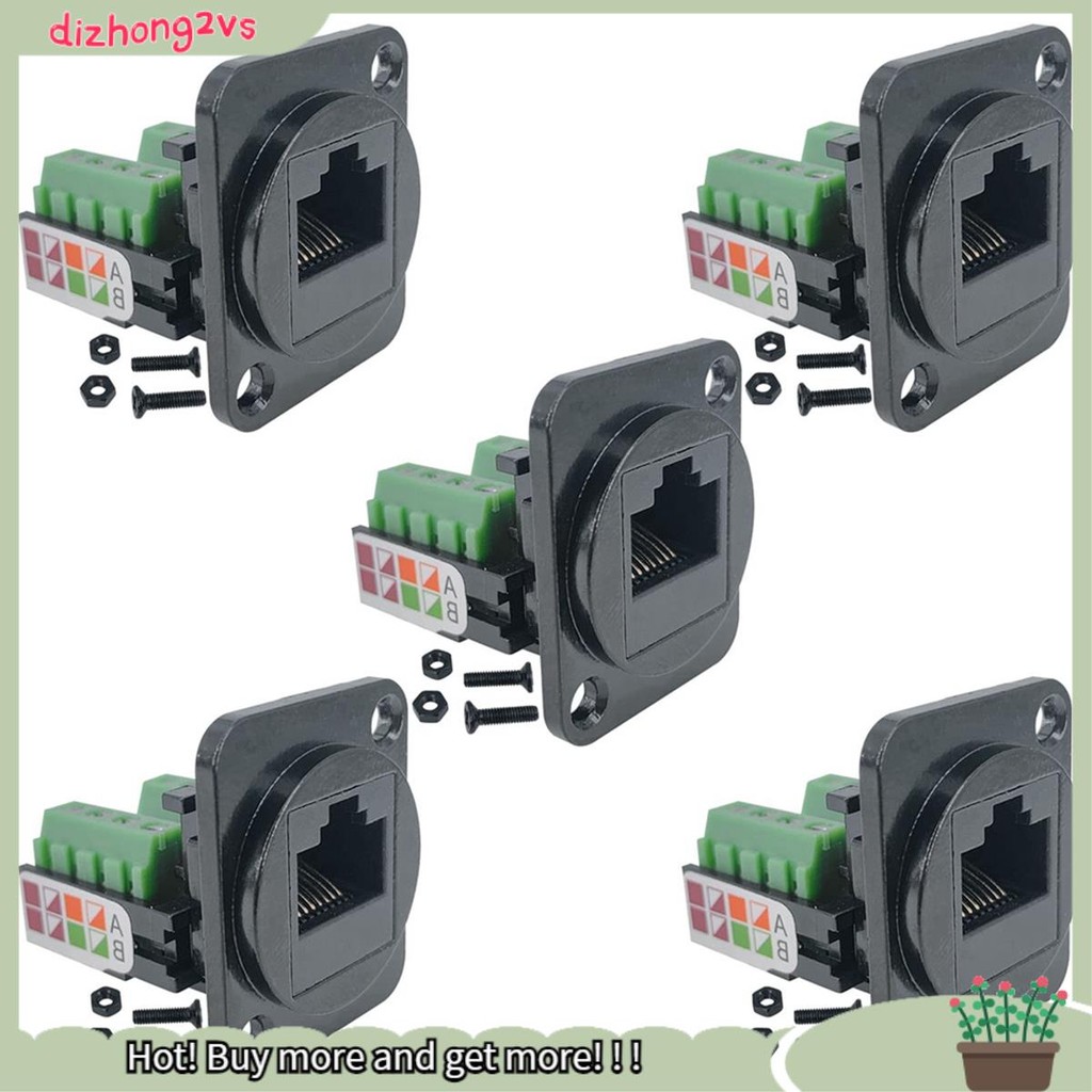 [dizhong2vs]5PCS RJ45 Female Panel Mount Screw Terminal Adapter, D-Type ...