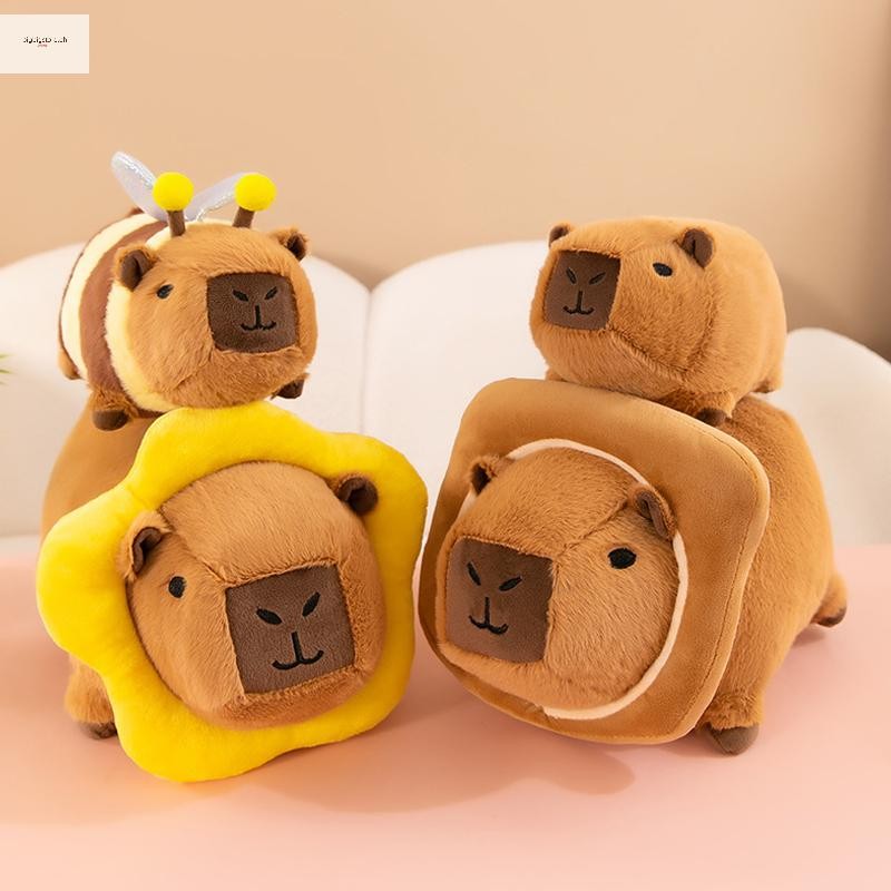 Big 25/35cm New Toast Sunflower Bee Style Plush Capybara Stuffed Doll ...
