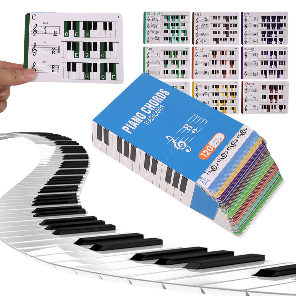 Piano Chord Flashcards with Piano Chords Chart for Beginners & Music ...