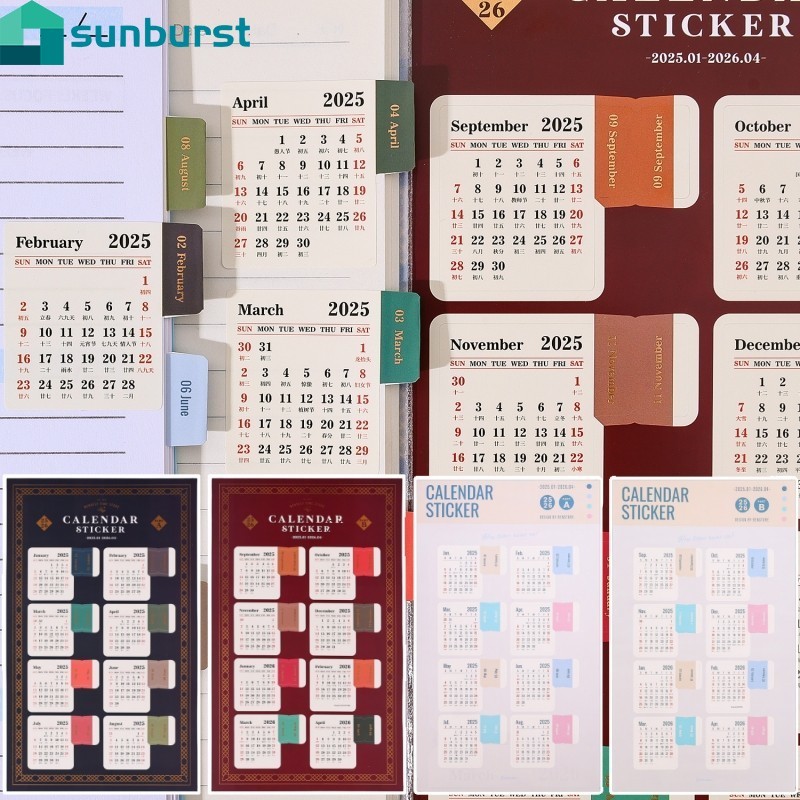 2025 Calendar Index Stickers - Notebook To Do List - Mini Calendar Tabs ...