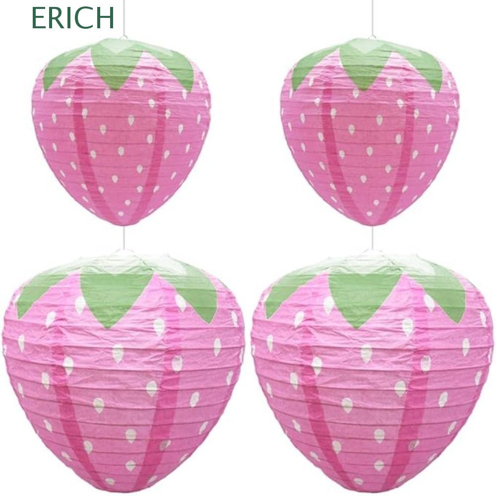 ERICH Strawberry Lantern, 3D Pink Handheld Paper Lantern, Refreshing ...