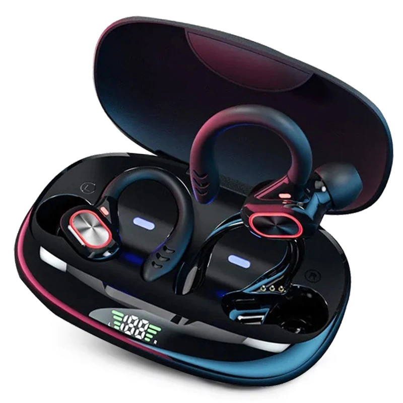 TWS Ear Hook Sports Earbuds Dual LED Display True Wireless Earphones ...
