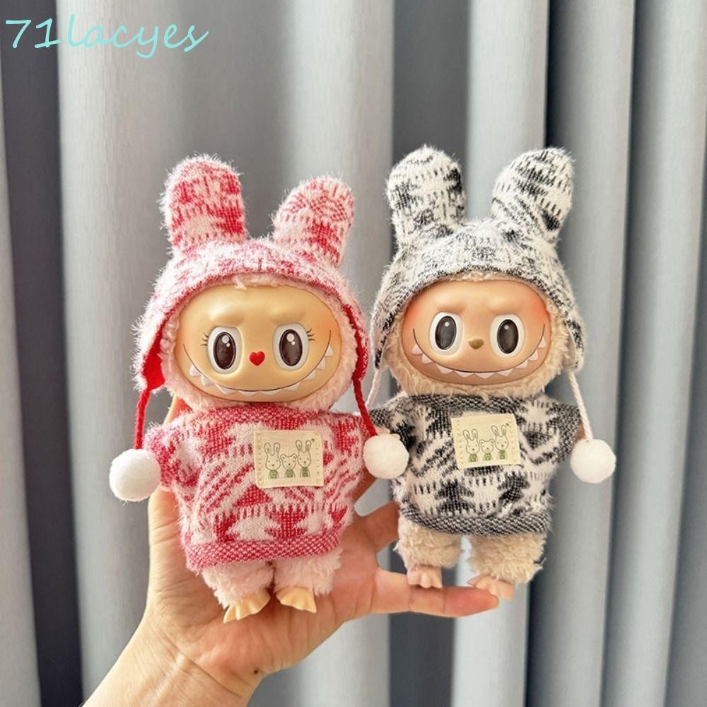 LACYES Sitting Labubu Time Clothes, Rabbit Ear Hat Scarf Labubu Doll's ...