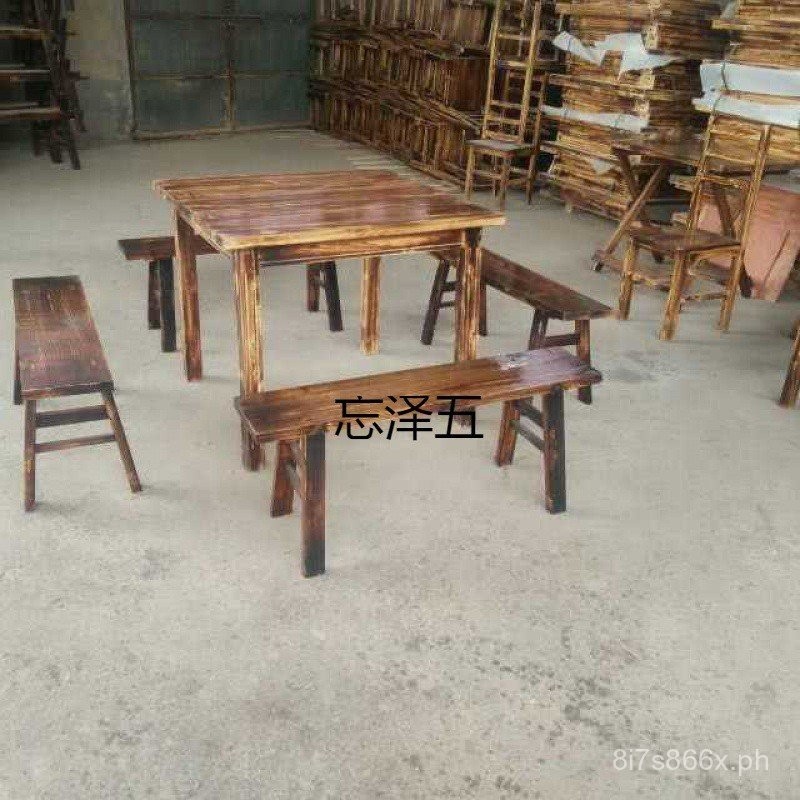 GS Solid Wood Dining Tables and Chairs Combination Restaurant Fast Food ...