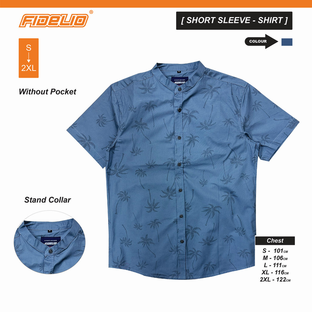 Fidelio Tropical Breeze Short Sleeve Shirts - Grey | Shopee Philippines