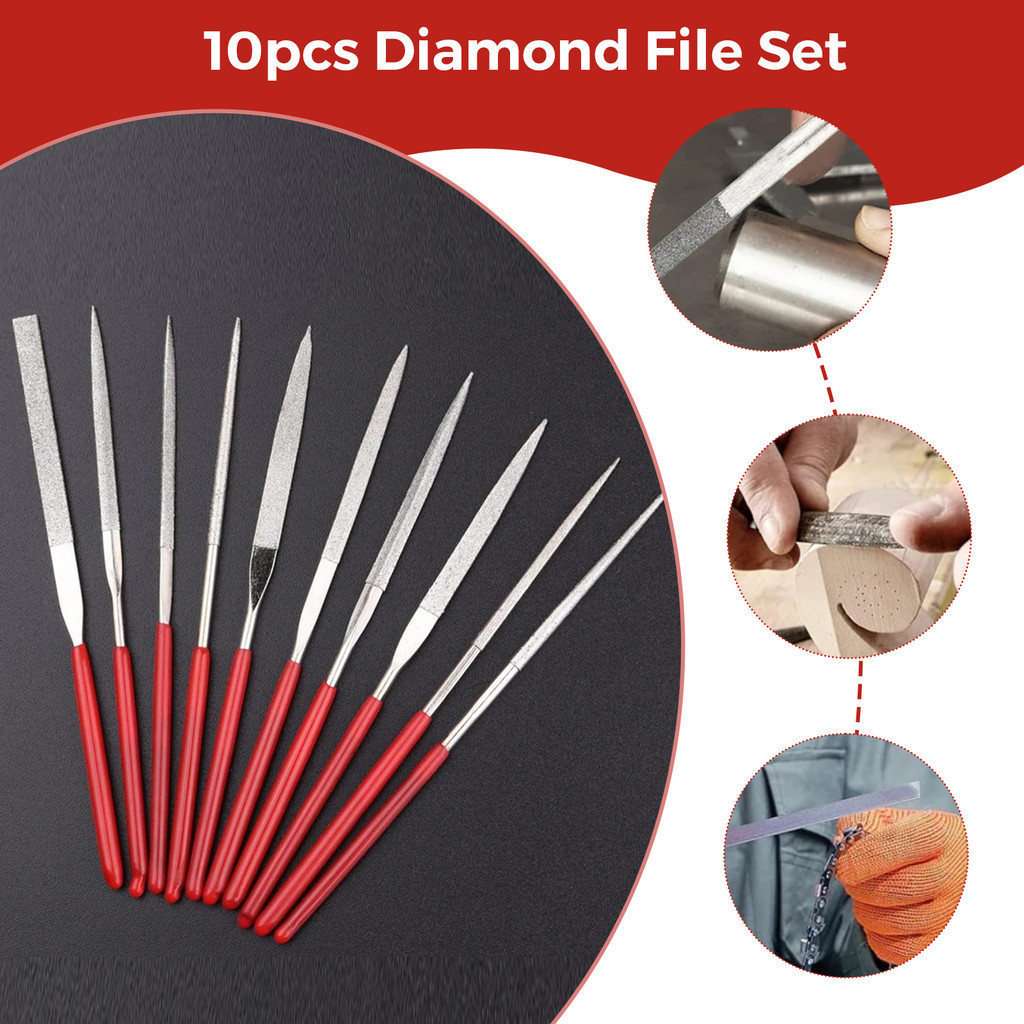 New 10Pcs Diamond Needle File Set Mini Needle File Kit for Stone Glass ...