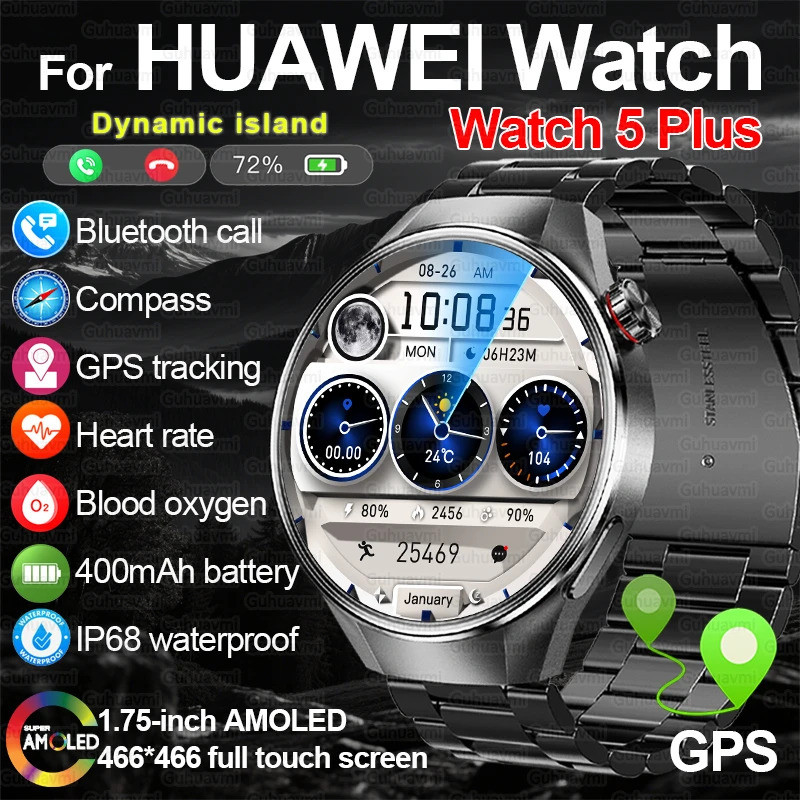For HUAWEI IOS Outdoor Sports GPS Smart Watch Men 1.75-inch HD AMOLED ...