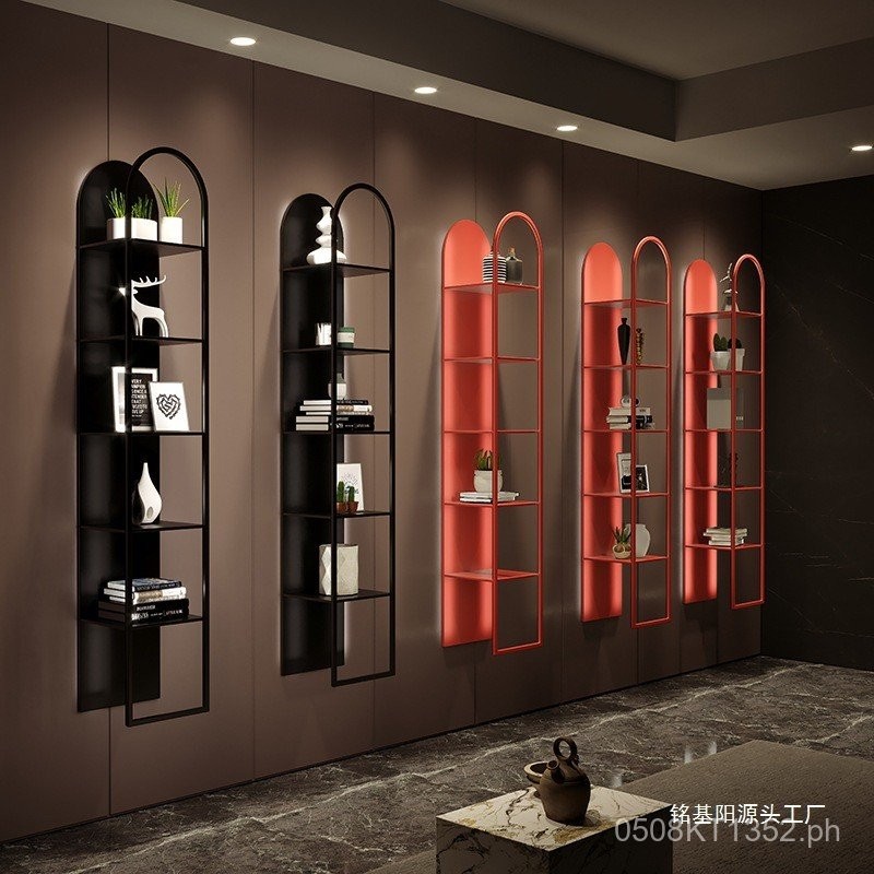 Background Wall Iron Art Storage Rack Bookshelf High-Quality Display ...