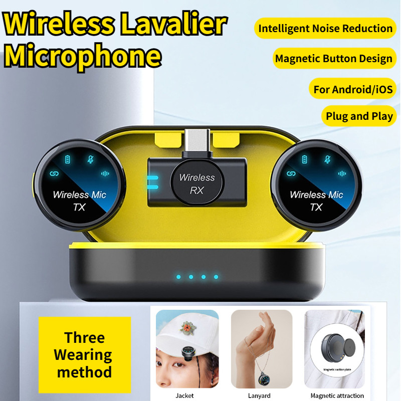 Mini S3 Wireless Microphone Magnetic Buckle Lavalier Mic 2.4G Portable ...
