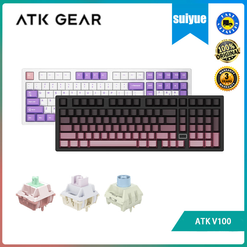 ATK V100 Semi aluminum E-sports Mechanical Keyboard Wired Wireless Bluetooth the third mock ...