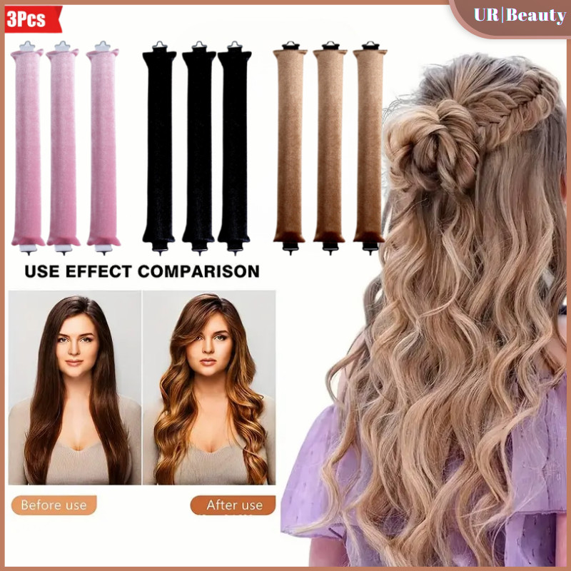 3pcs Heatless Curling Rod Headband with Hook No Heat Styling Tools Set ...