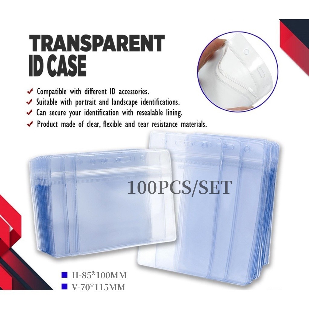 100PCS/SET Transparent Plastic ID Holder ID Case ID Protector | Shopee ...