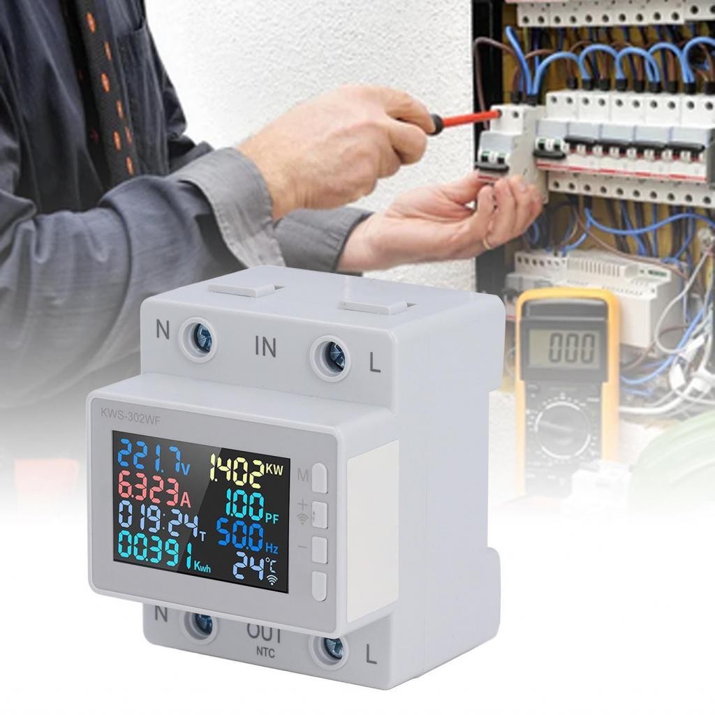 Energy Meter WIFI Wireless LED Color Display Rail Power Consumption ...