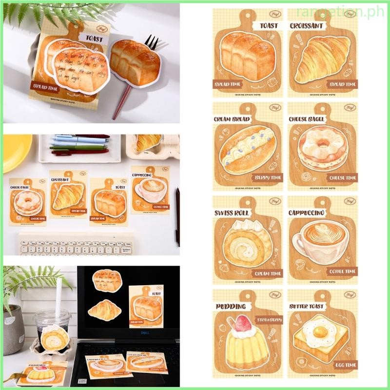 RAN 6Pcs Cute Bread Sticky Note Paper 30 Sheet Pad Self-adhesive Memo ...
