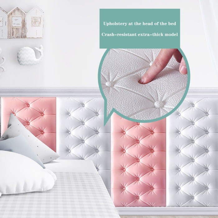 Anti-mildew Anti-collision 3D Wall Padded Peel And Stick Upholstered ...