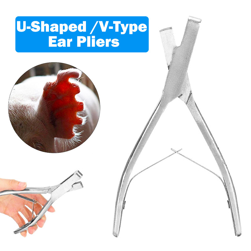 V/U Shaped Pig Ear Notcher Piglet Stainless Steel Ear Notcher Plier Ear ...