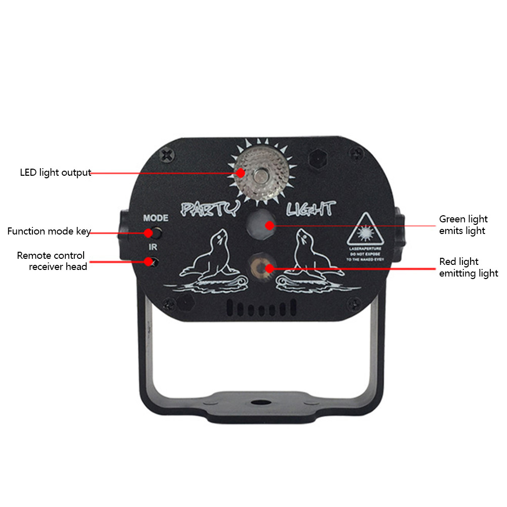 LED Patterns Projector Light 180 Degree Manual Rotation USB Party DJ ...