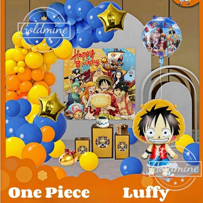 One Piece Balloon Set Luffy Blue Orange Yellow Latex Balloon Children's ...