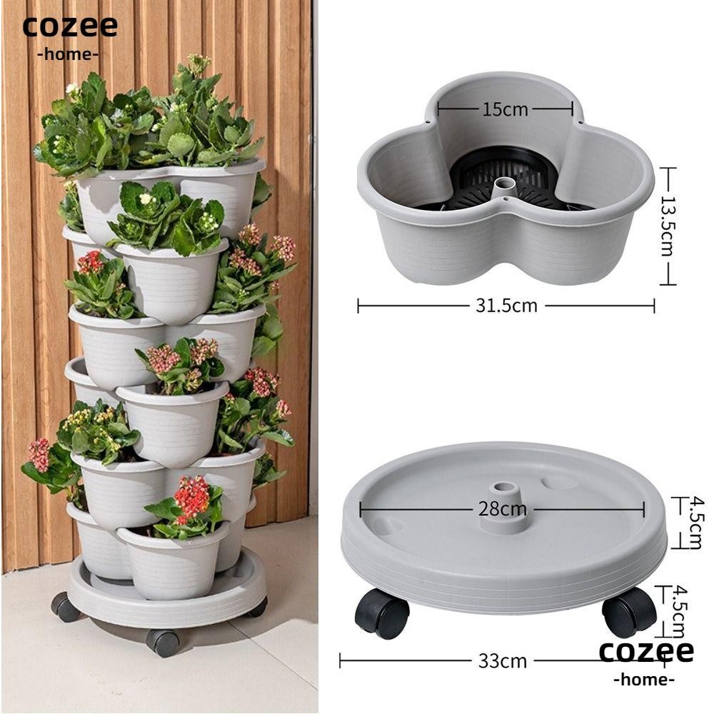 COZEE Stackable FlowerPot, Plastic Vertical Tower Flower Pot, with ...