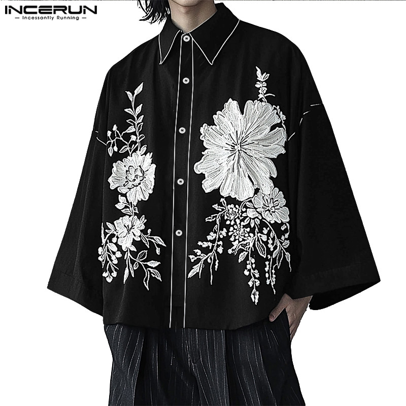INCERUN men's floral casual style flared sleeve shirt | Shopee Philippines
