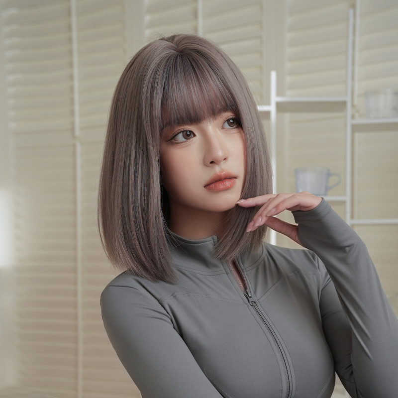 7JHH WIGS 2025 Cross-Border New Product Wig Short Straight Hair Gray ...