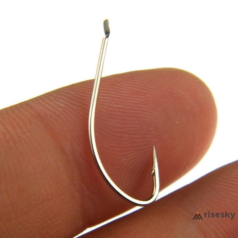 [risesky] 100pcs Boxed White Fox Hooks Barbed Silver High Carbon Steel ...